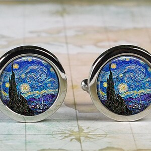 Van Gogh Starry Night Cufflinks, Van Gogh Art Cuff Links, Gift for ...