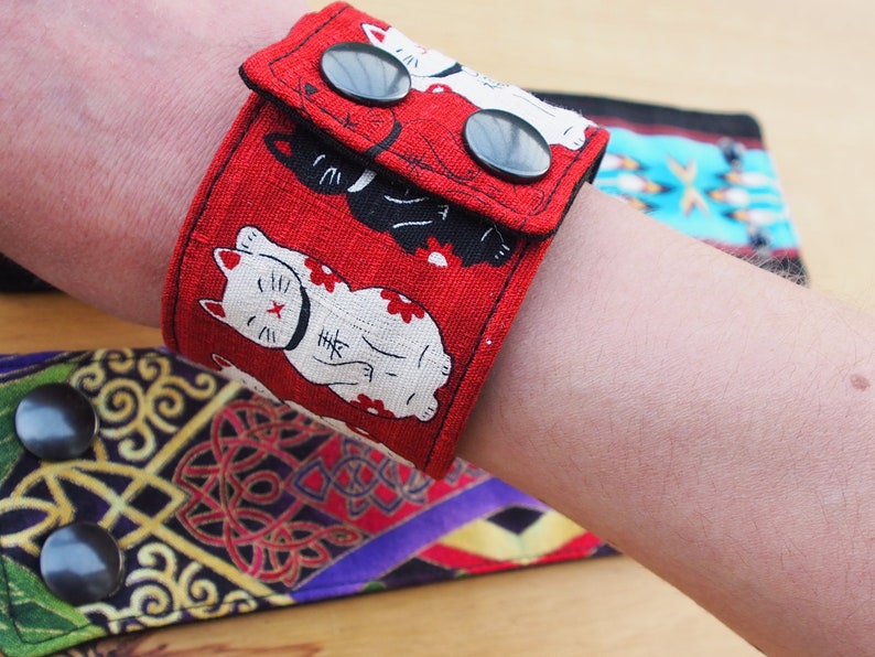 Secret Pocket Zippered Bracelet - Fabric Cuff - Snap Closure - Custom ...