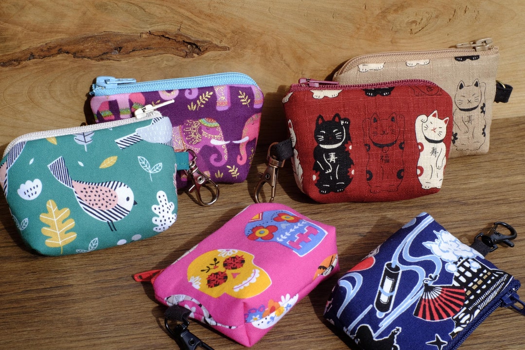 Mini Zippered Coin Purse With Carabiner - Choice of Design - Etsy