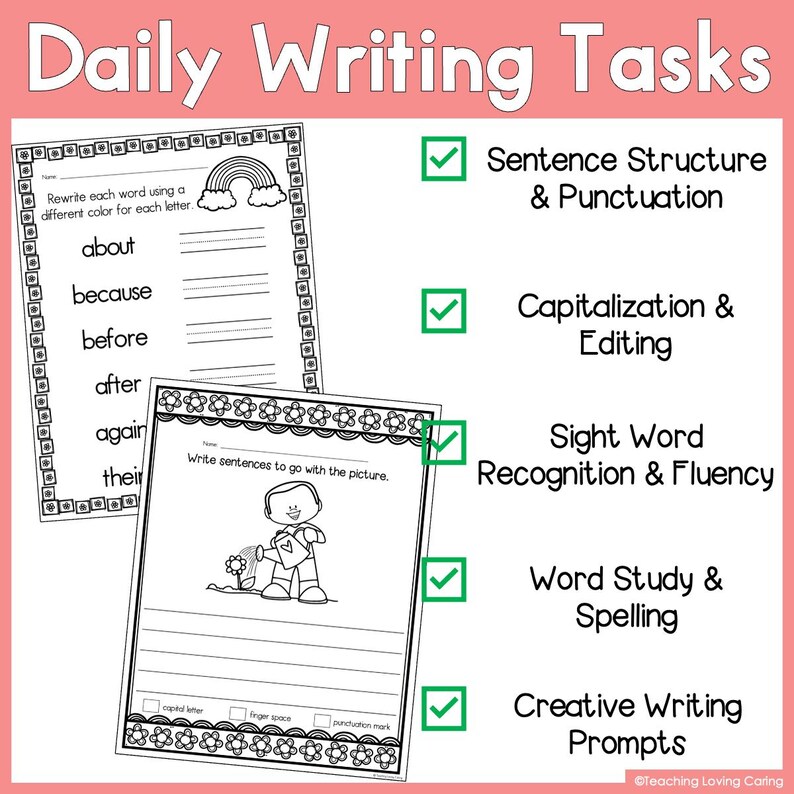 First Grade April Writing Journal: Spring Literacy Packet (printable ...
