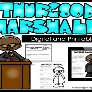 Black History Month Reading Comprehension Thurgood Marshall - Etsy