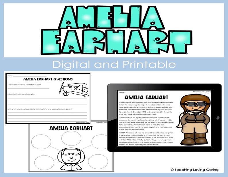Amelia Earhart Women's History Reading Comprehension - Etsy