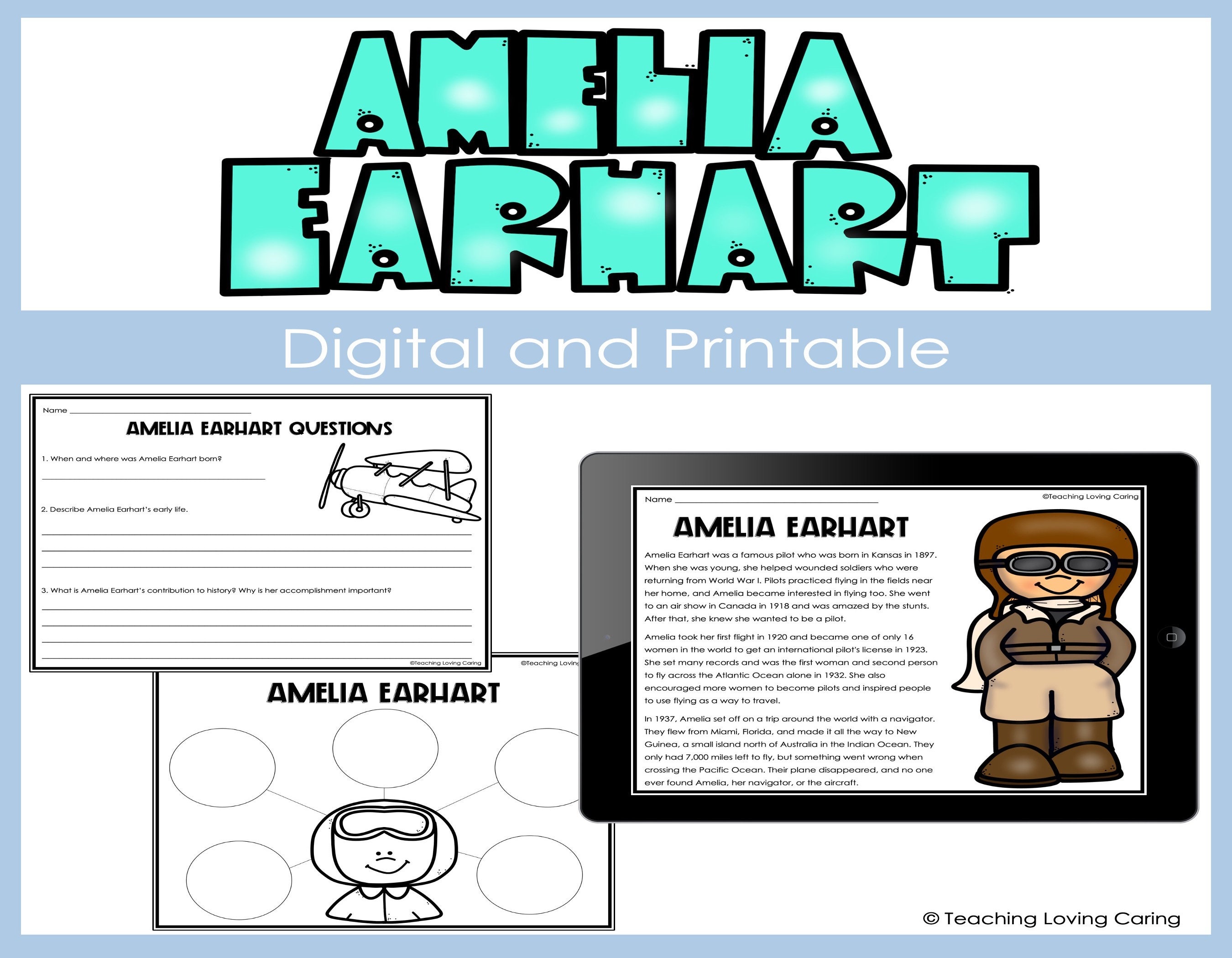 Amelia Earhart Women's History Reading Comprehension - Etsy