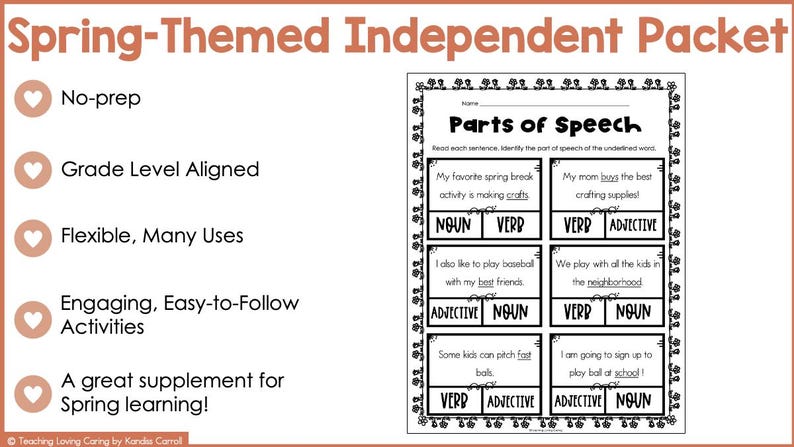 Third Grade Spring Break Packet Independent Spring Themed Worksheets - Etsy