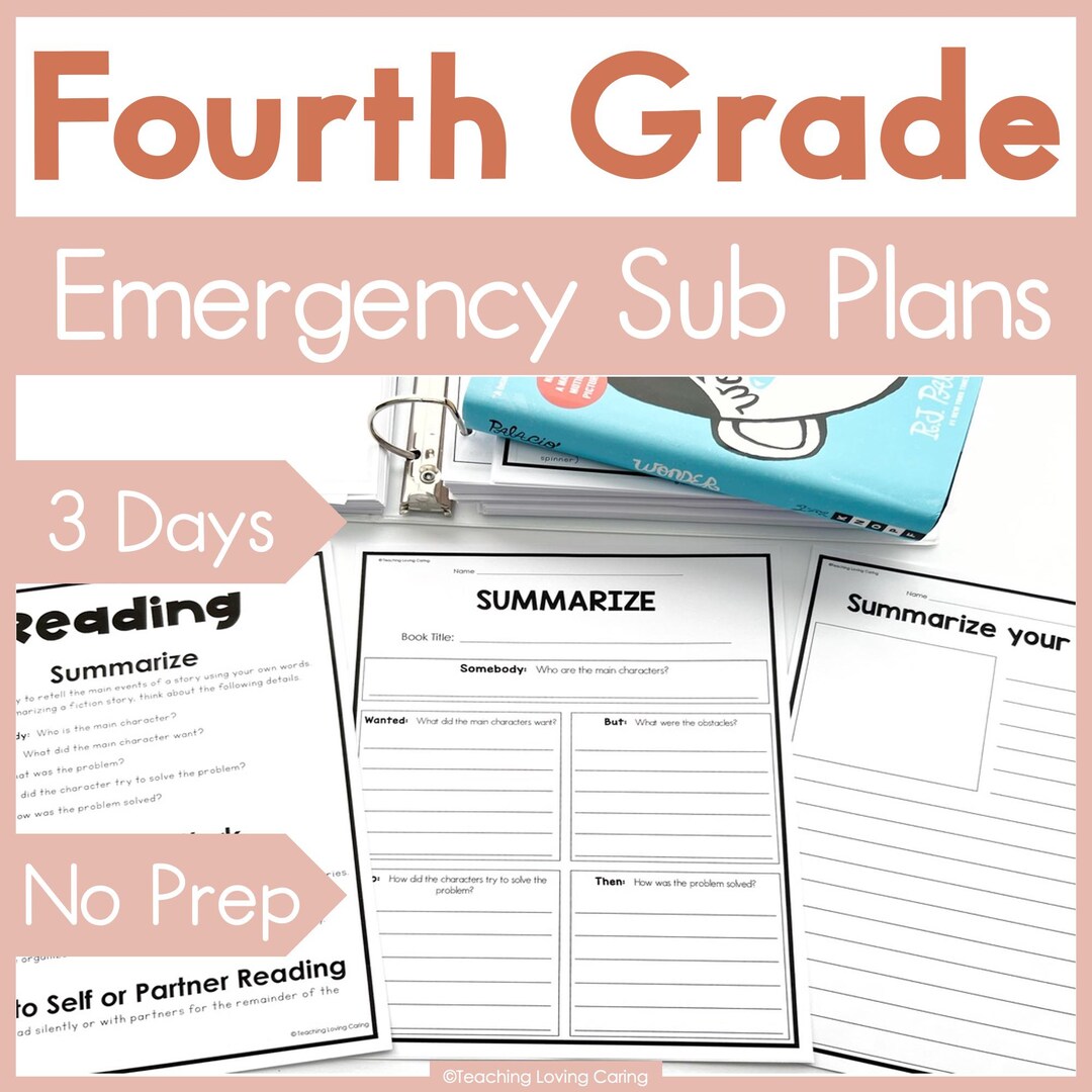 Fourth Grade Emergency Sub Plans: No-prep Back to School Binder - Etsy