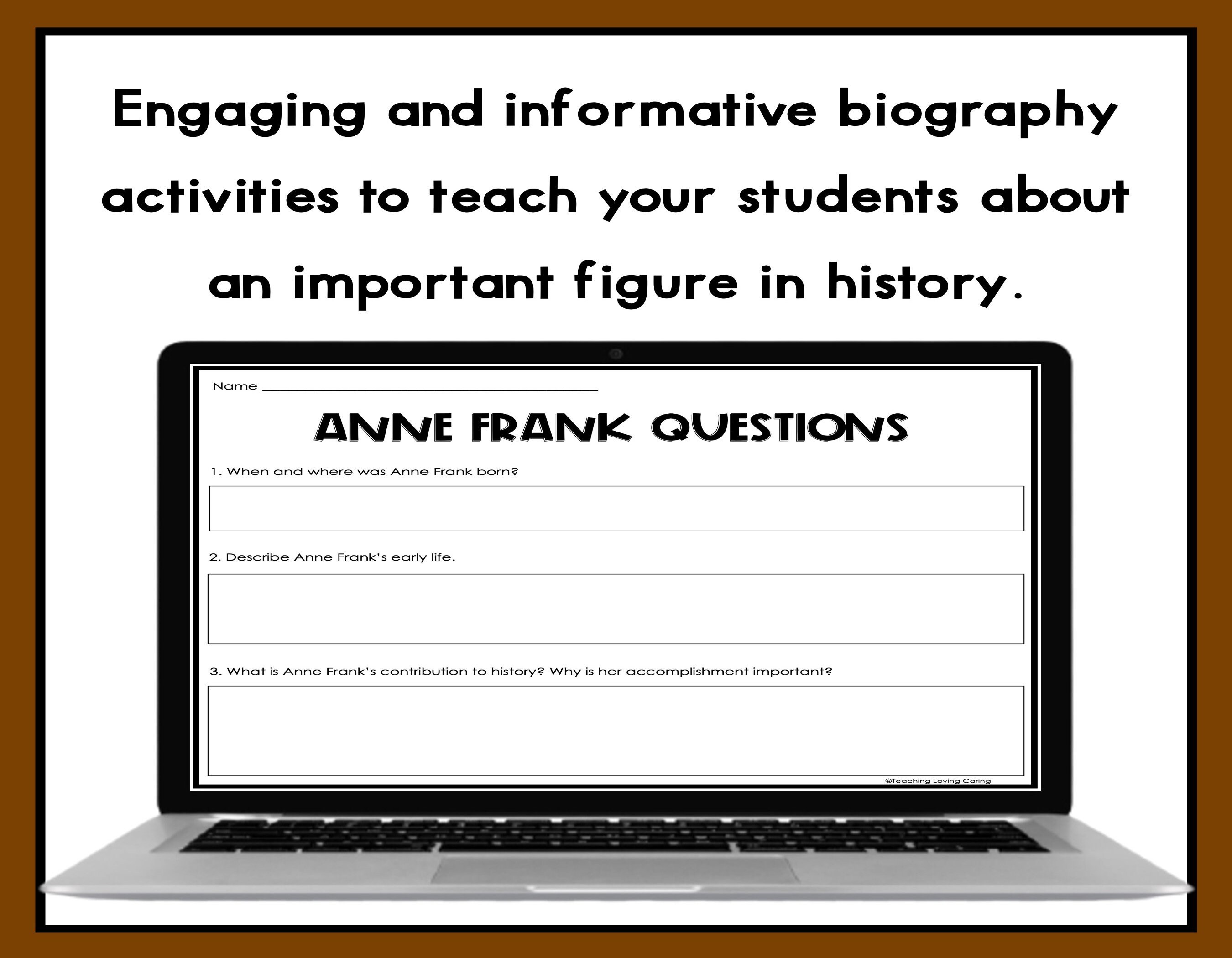 Anne Frank Women's History Reading Comprehension - Etsy