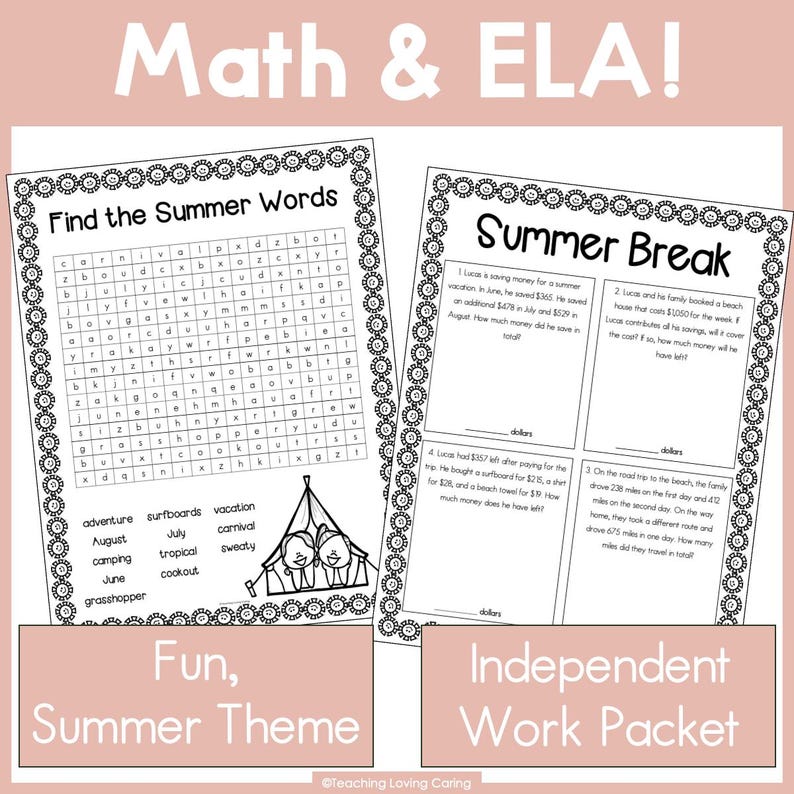 Fourth Grade Summer Break Packet | No Prep Printable Worksheets for ...