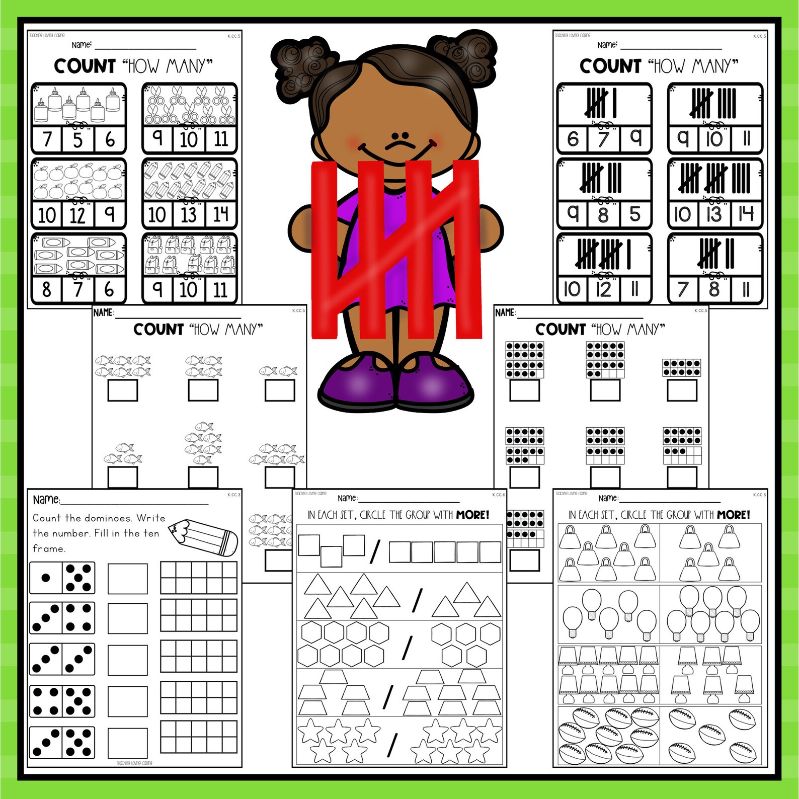Counting and Cardinality Math Worksheets - Etsy