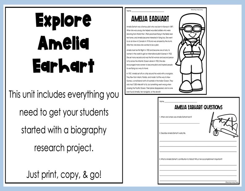Amelia Earhart Women's History Reading Comprehension - Etsy