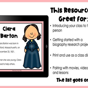 Women's History Reading Comprehension Clara Barton - Etsy