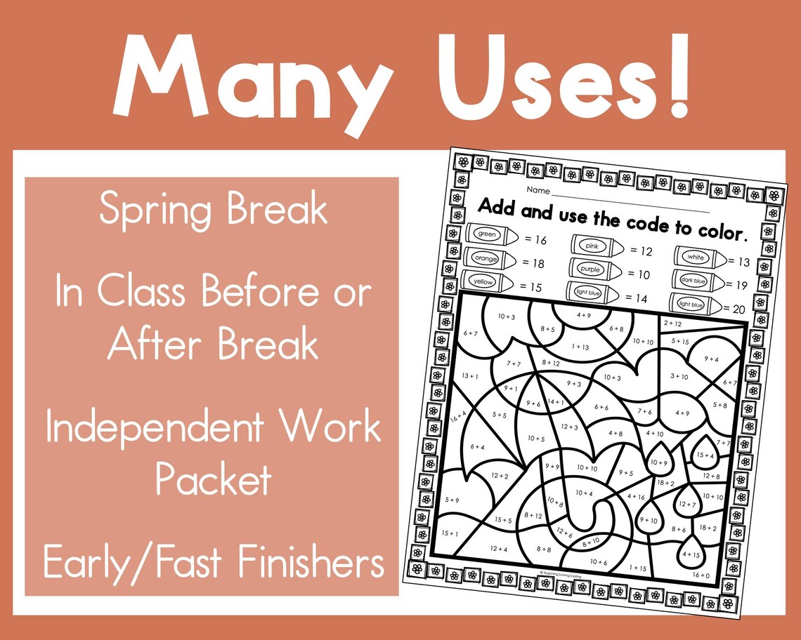 Kindergarten Spring Break Packet Independent Spring Themed Worksheets ...