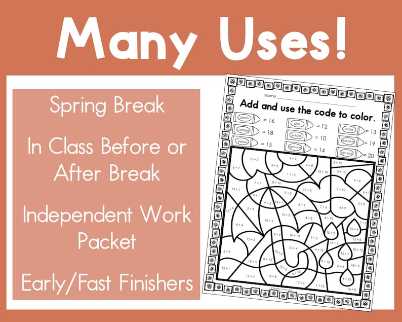 Kindergarten Spring Break Packet Independent Spring Themed Worksheets ...