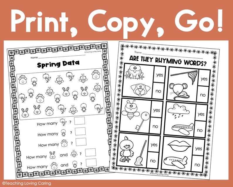Kindergarten Spring Break Packet Independent Spring Themed Worksheets ...