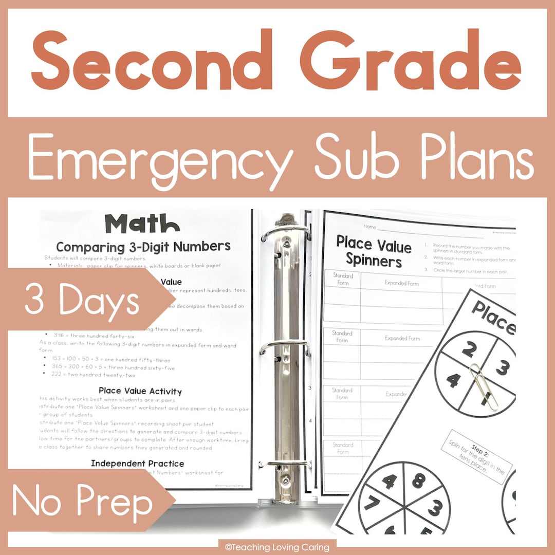 Second Grade Emergency Sub Plans: No-prep Binder - Etsy