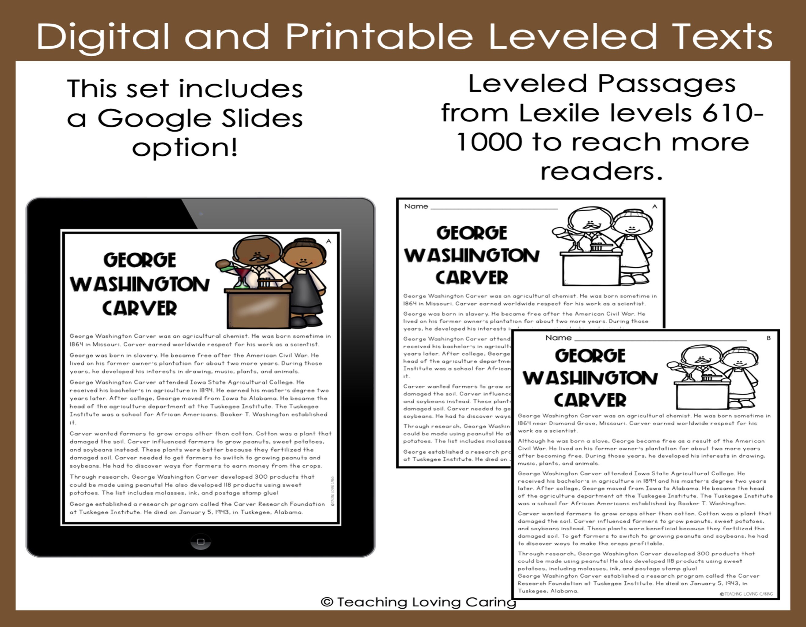 Black History | Reading Comprehension | George Washington Carver - Etsy