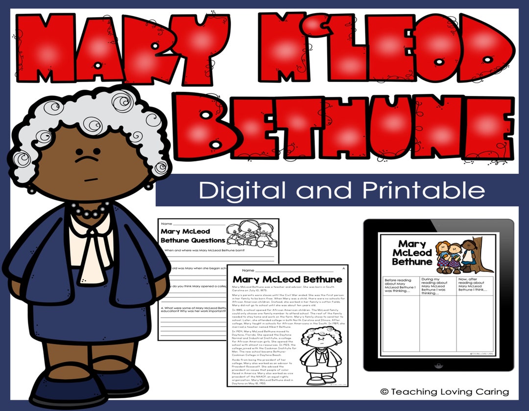 Black History | Women's History | Reading Comprehension | Mary Mcleod ...