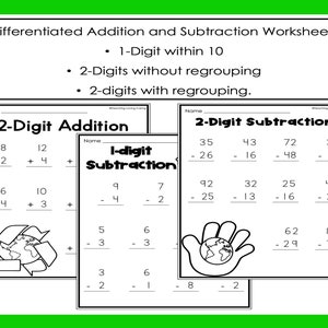 Earth Day Differentiated Addition and Subtraction Math Activities - Etsy