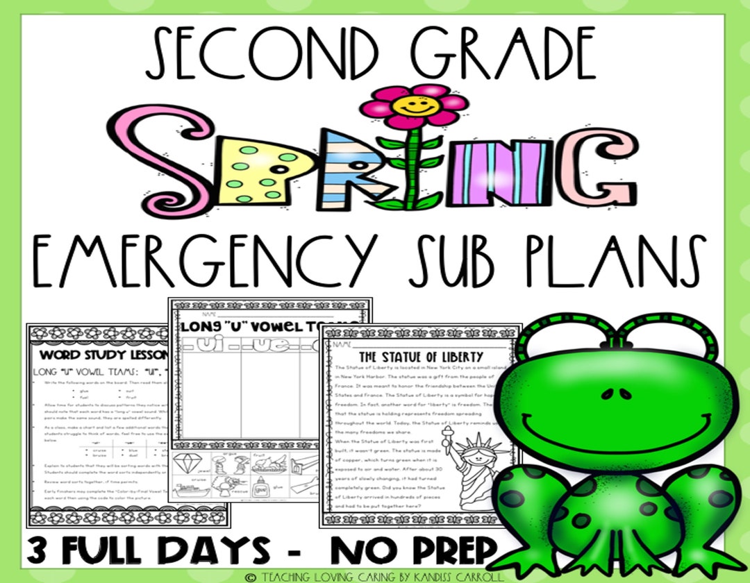 Second Grade Emergency Sub Plans Spring - Etsy