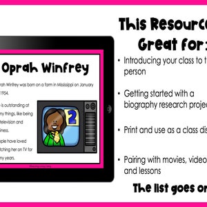 Women's History Reading Comprehension Oprah Winfrey - Etsy