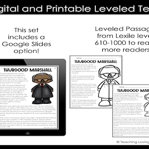 Black History Month Reading Comprehension Thurgood Marshall - Etsy