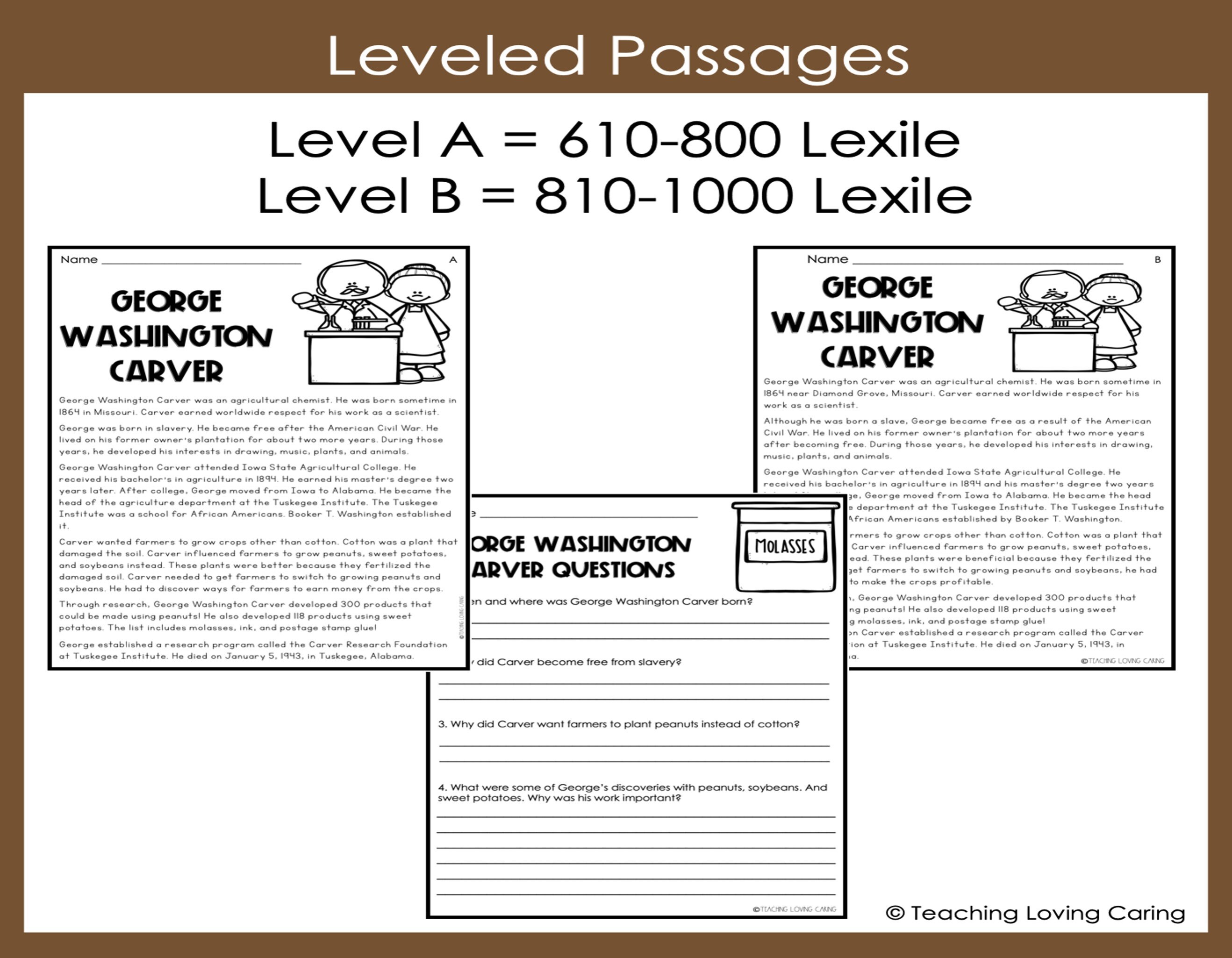 Black History | Reading Comprehension | George Washington Carver - Etsy