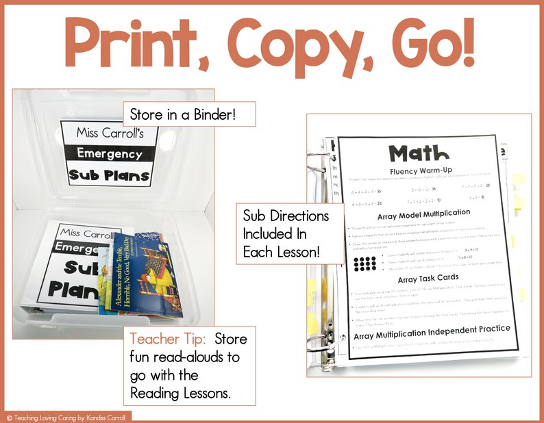 Third Grade Emergency Sub Plans for Back to School Sub Binder or Sub ...