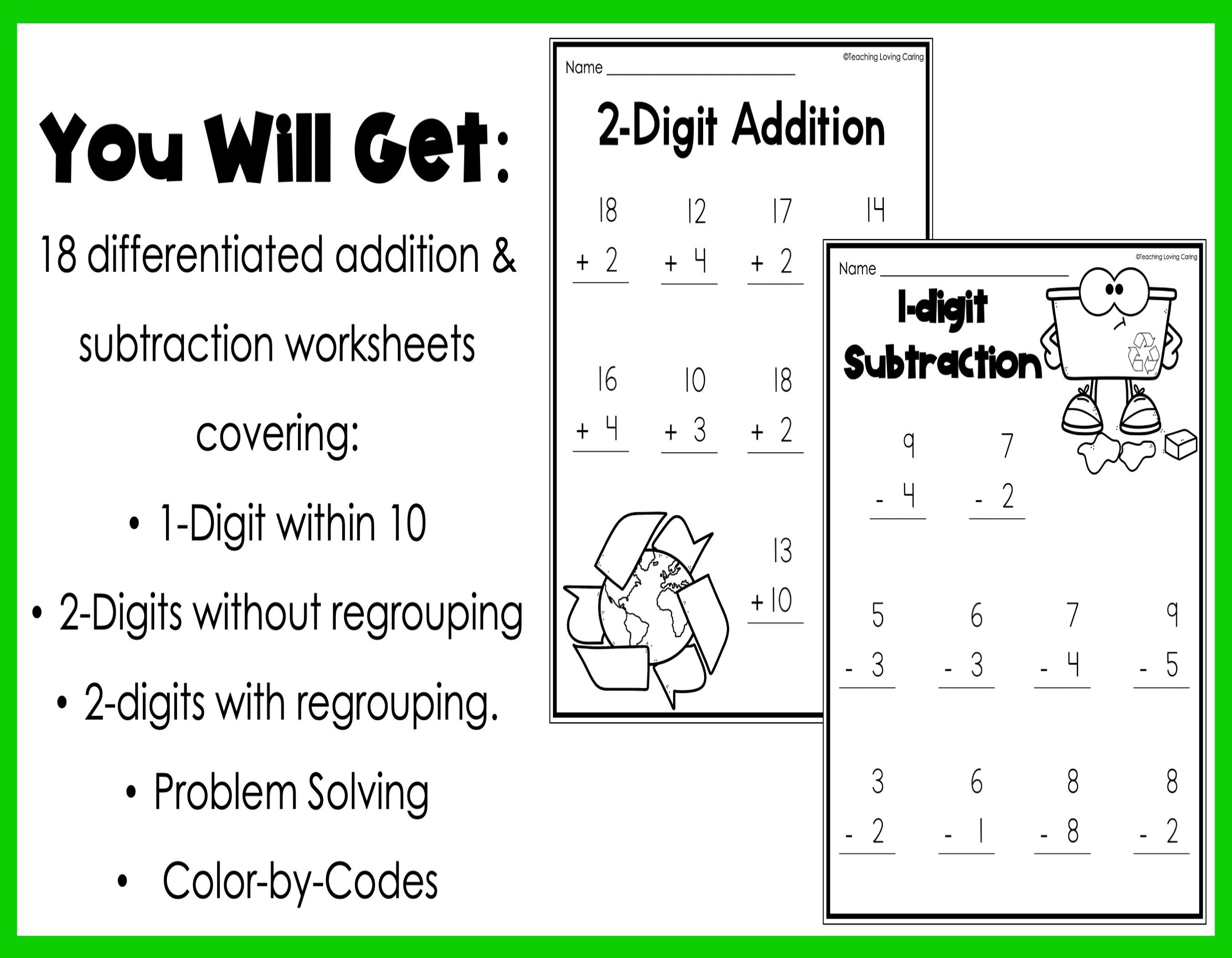 Earth Day Differentiated Addition and Subtraction Math Activities - Etsy