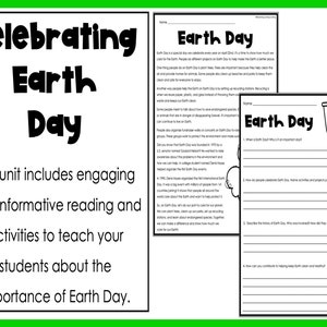 Earth Day Reading Comprehension Activities - Etsy
