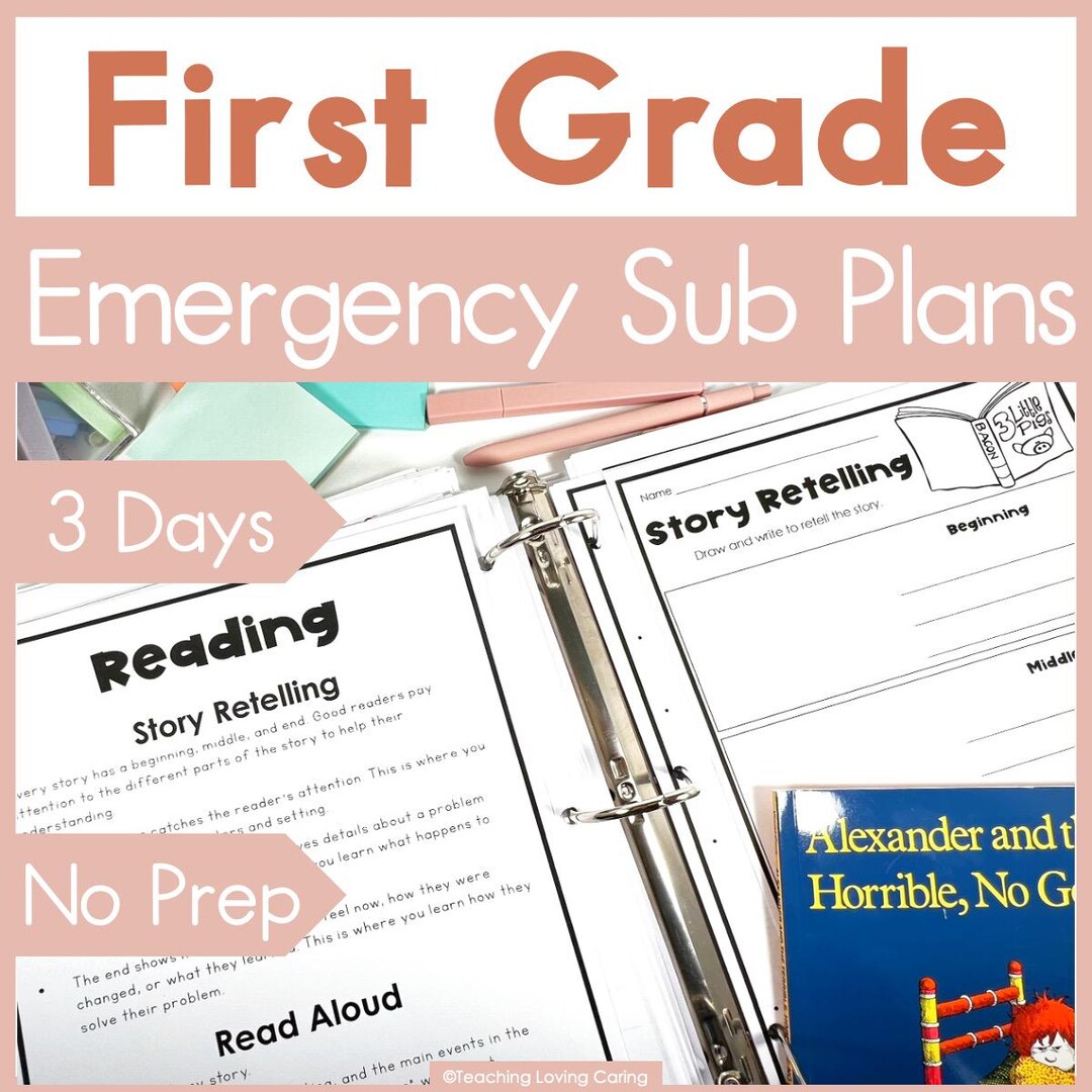 First Grade Emergency Sub Plans: No-prep Binder Activities - Etsy