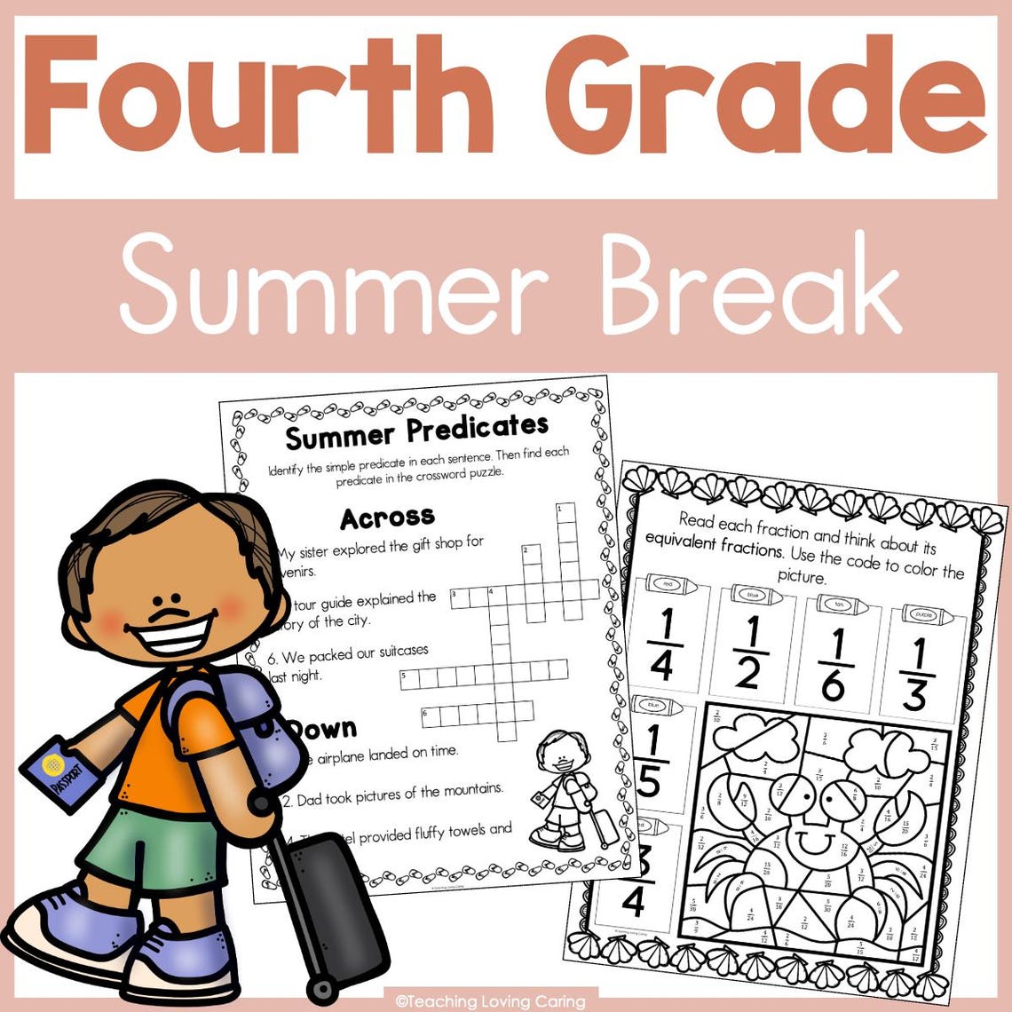 Fourth Grade Summer Break Packet | ELA Math Activities (printable ...