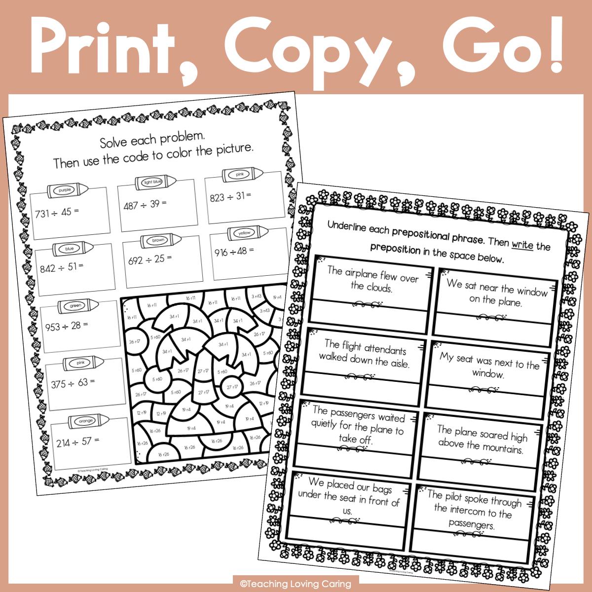 Fifth Grade Summer Break Packet | No Prep Printable Worksheets for ...