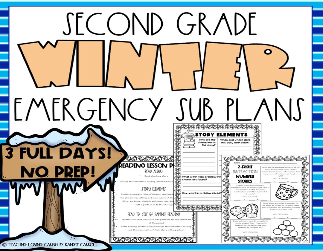 Second Grade Emergency Sub Plans - Winter - Etsy