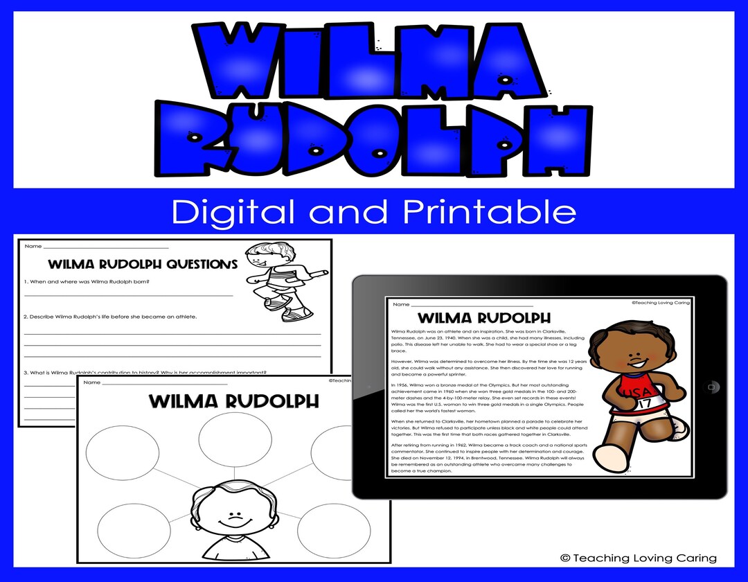 Wilma Rudolph Women's History Reading Comprehension - Etsy