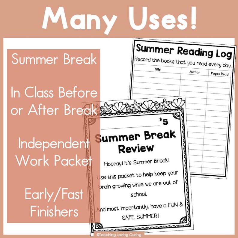 Fifth Grade Summer Break Packet | No Prep Printable Worksheets for ...