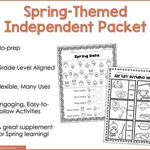 Kindergarten Spring Break Packet Independent Spring Themed Worksheets ...