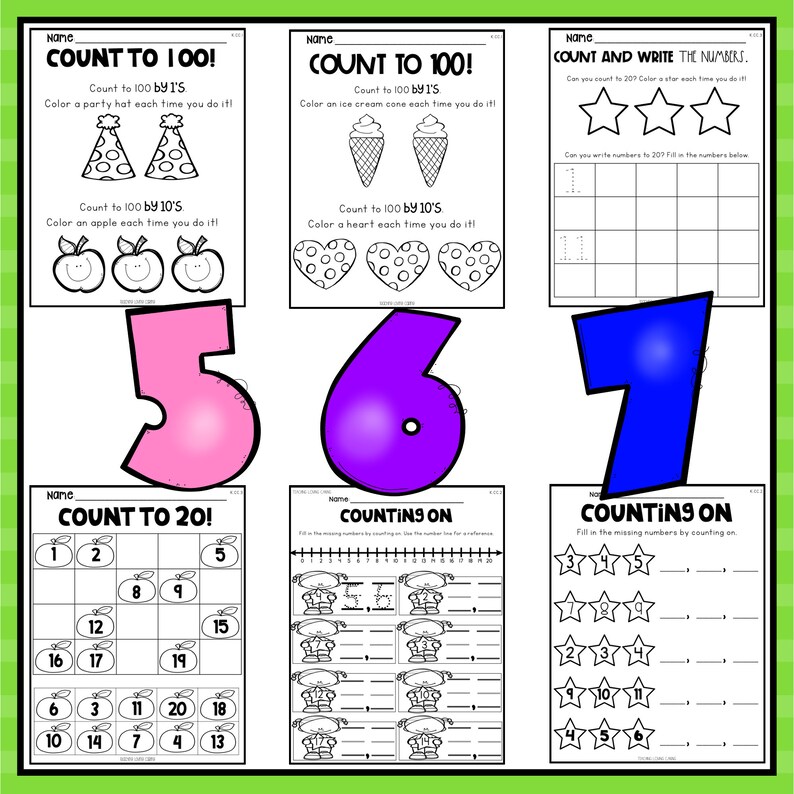 Counting and Cardinality Math Worksheets - Etsy