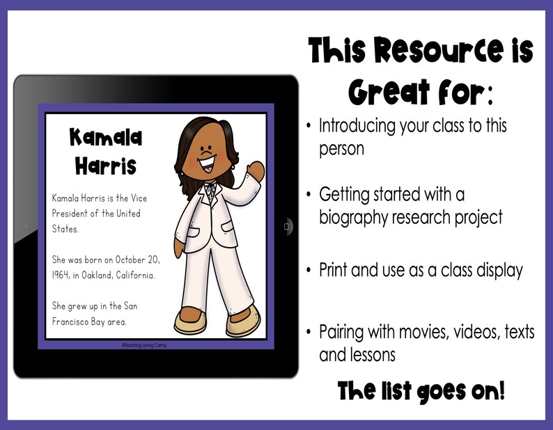 Women's History Reading Comprehension Kamala Harris - Etsy