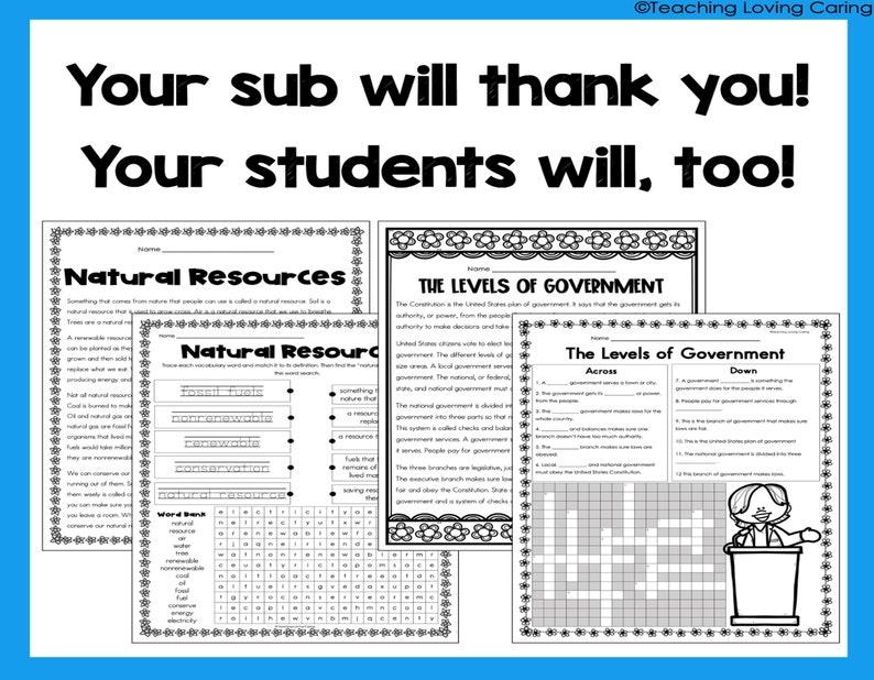 Third Grade Emergency Sub Plans - Spring - Etsy
