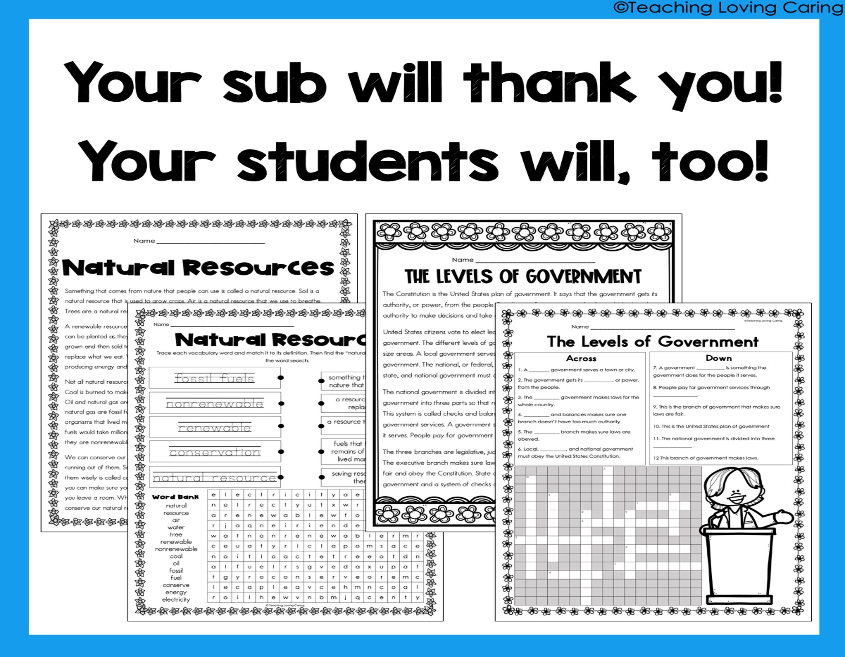 Third Grade Emergency Sub Plans - Spring - Etsy