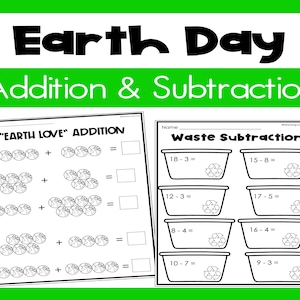 Earth Day Differentiated Addition and Subtraction Math Activities - Etsy
