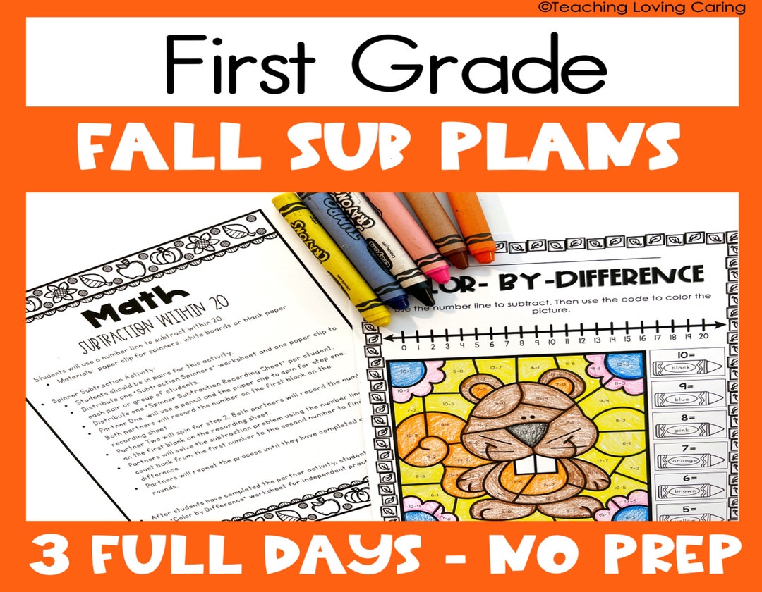 First Grade Emergency Sub Plans - Fall - Etsy
