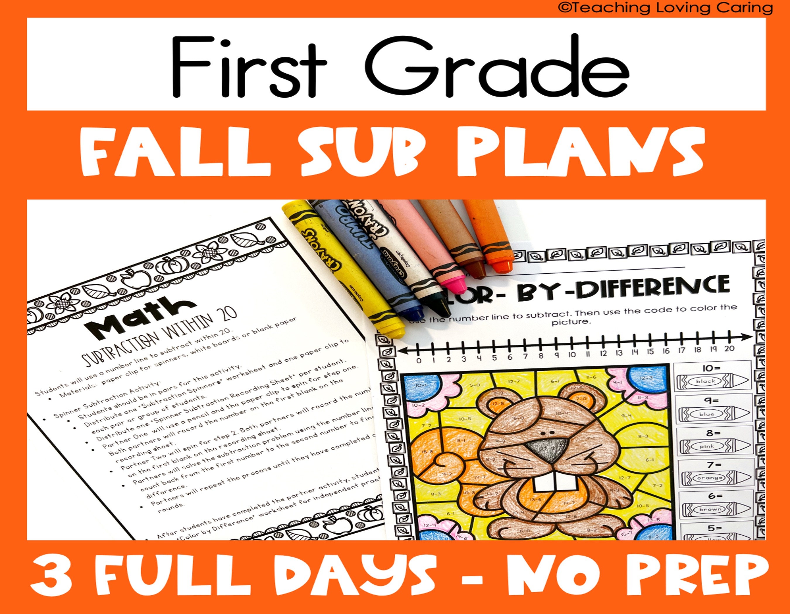 First Grade Emergency Sub Plans - Fall - Etsy