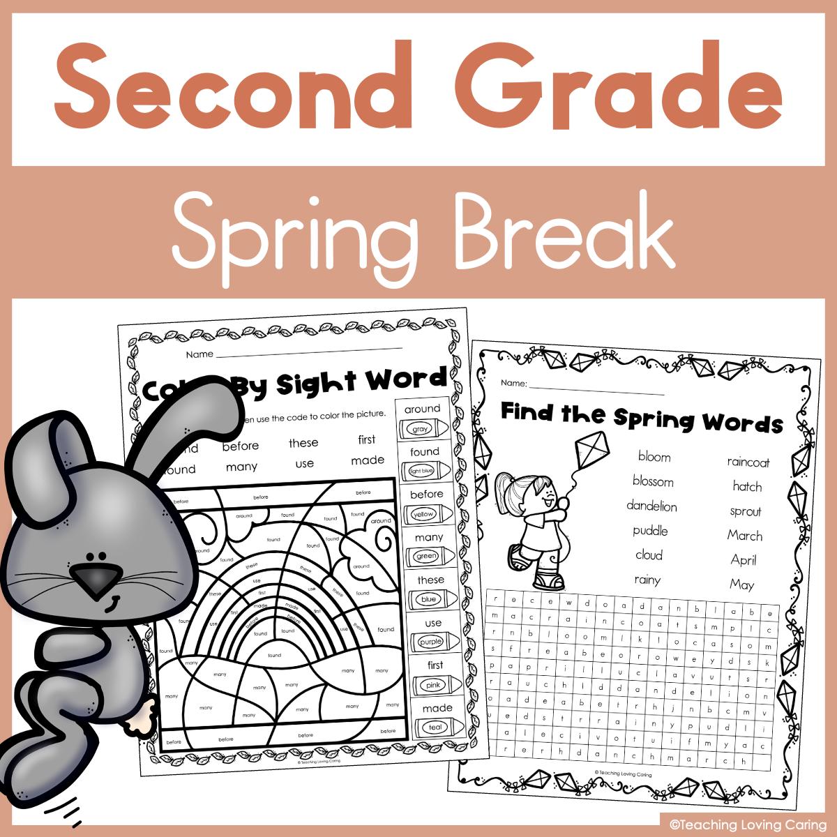 Second Grade Spring Break Packet Independent Spring Themed Worksheets ...