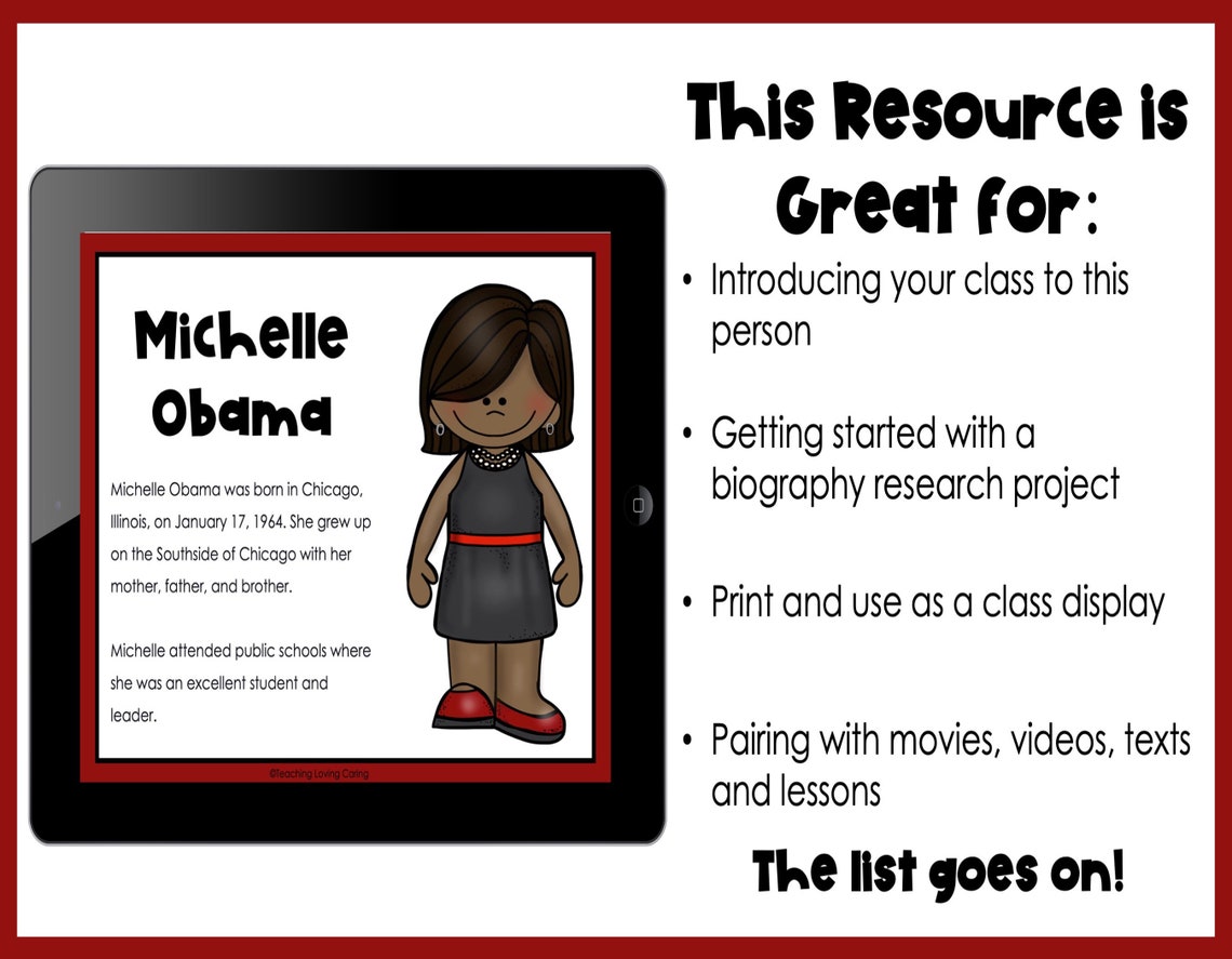 Women's History Reading Comprehension Michelle Obama - Etsy