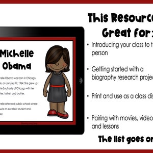 Women's History Reading Comprehension Michelle Obama - Etsy
