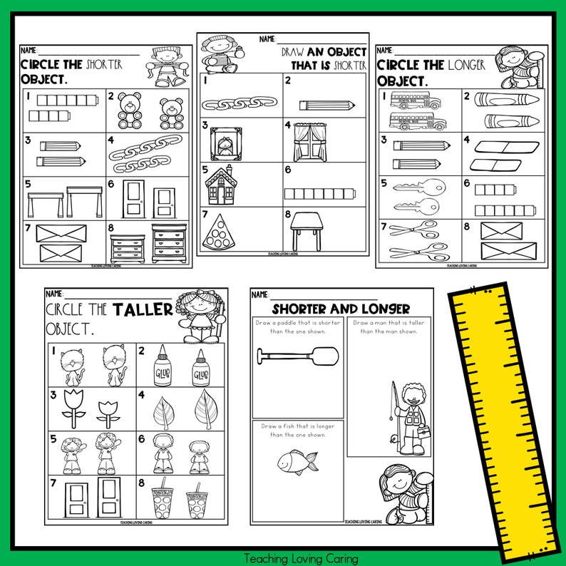 Kindergarten Measurement and Data Math Worksheets - Etsy