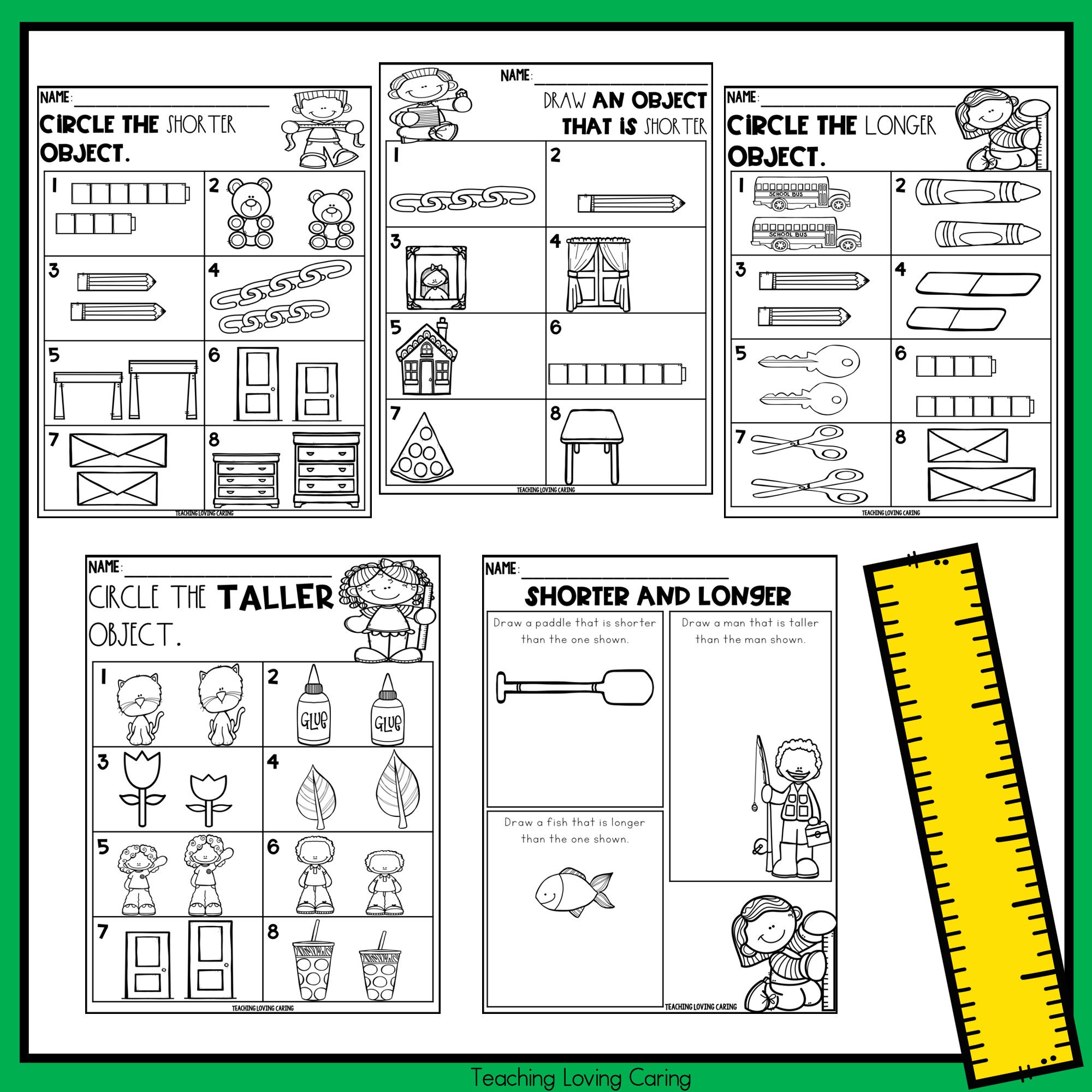 Kindergarten Measurement and Data Math Worksheets - Etsy