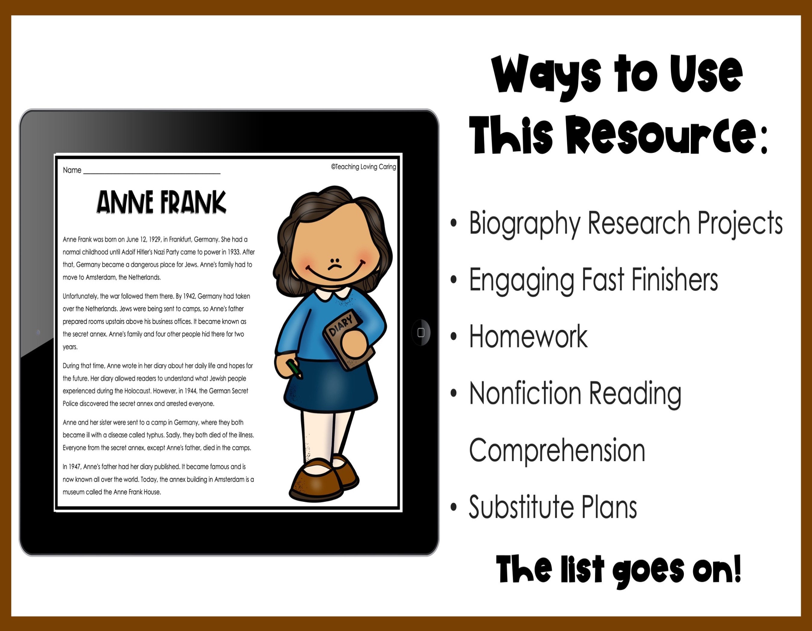 Anne Frank Women's History Reading Comprehension - Etsy