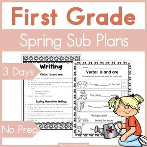First Grade Sub Plans for Spring Sub Binder or Sub Tub | No Prep 3-day ...