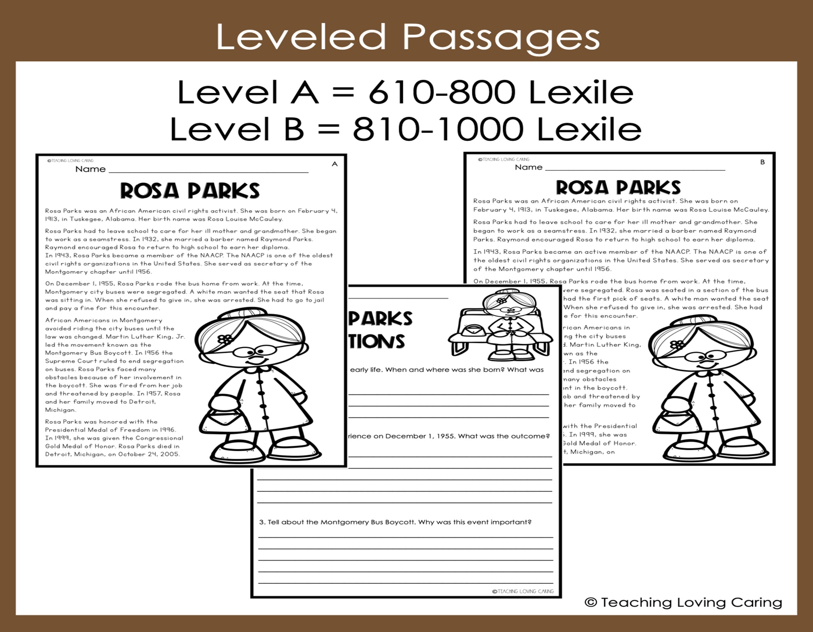 Rosa Parks Reading Comprehension: Printable Activities (google Slides ...